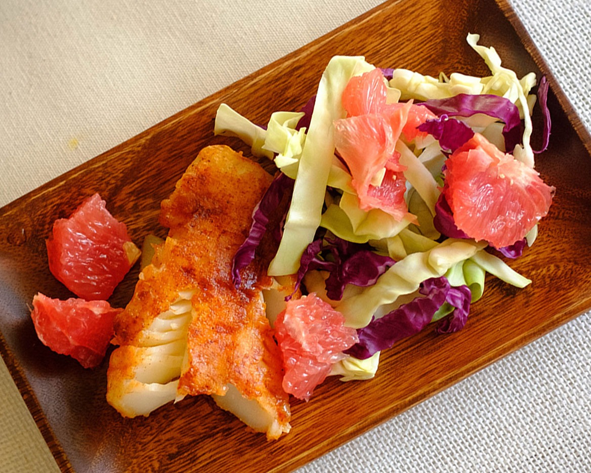 Chili Rubbed Cod with Grapefruit Slaw - PrepYoSelf