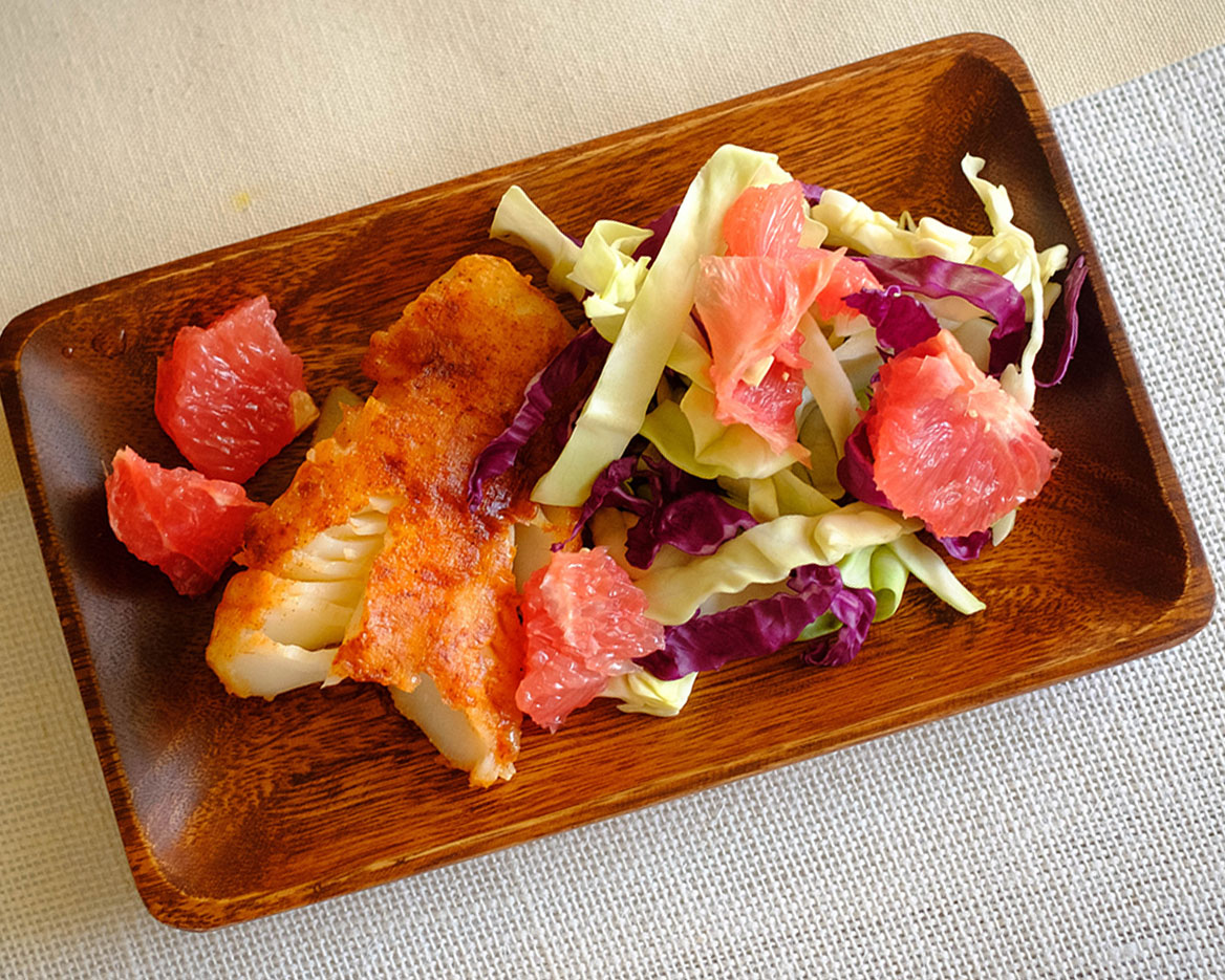 Chili Rubbed Cod with Grapefruit Slaw - PrepYoSelf