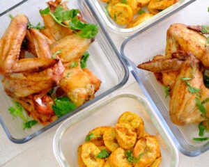 Oven Baked Chicken Wings and Crispy Plantain Chips - PrepYoSelf