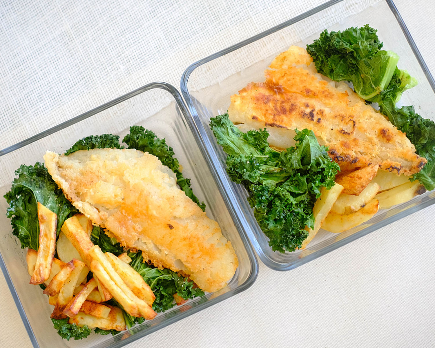 Pan-Fried Cod with Roasted Kale and Potato Wedges - PrepYoSelf