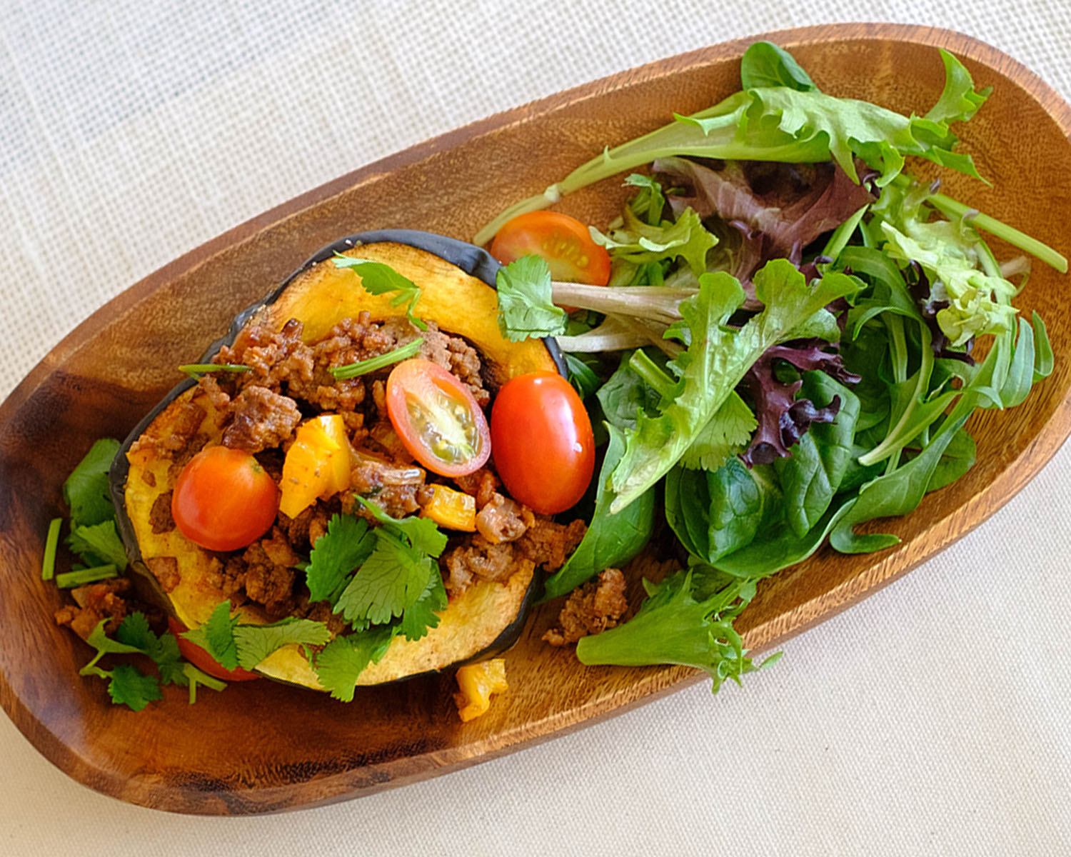Stuffed Acorn Squash with Beef Marinara