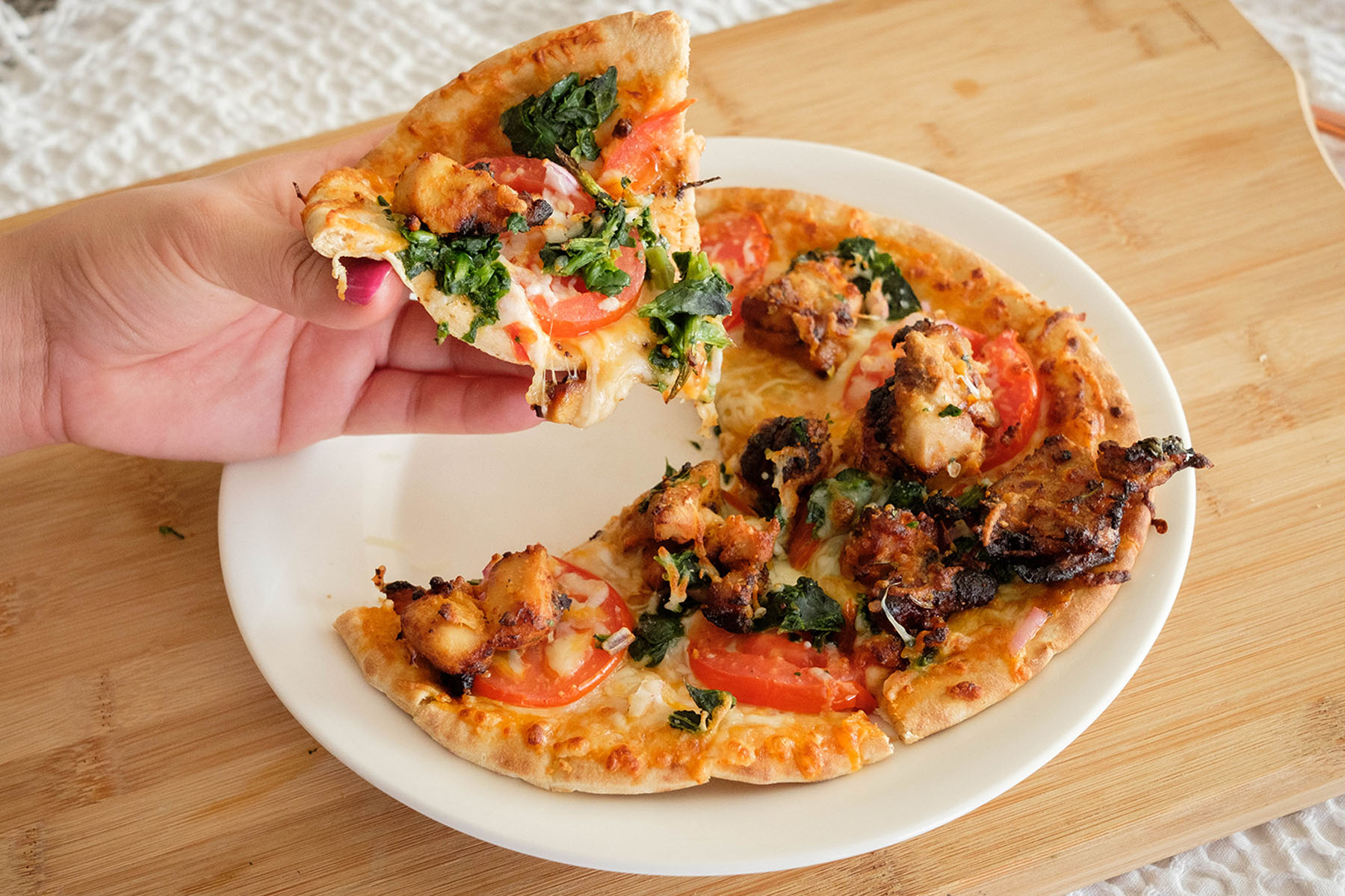 Thai Style Peanut Chicken Pita Pizza